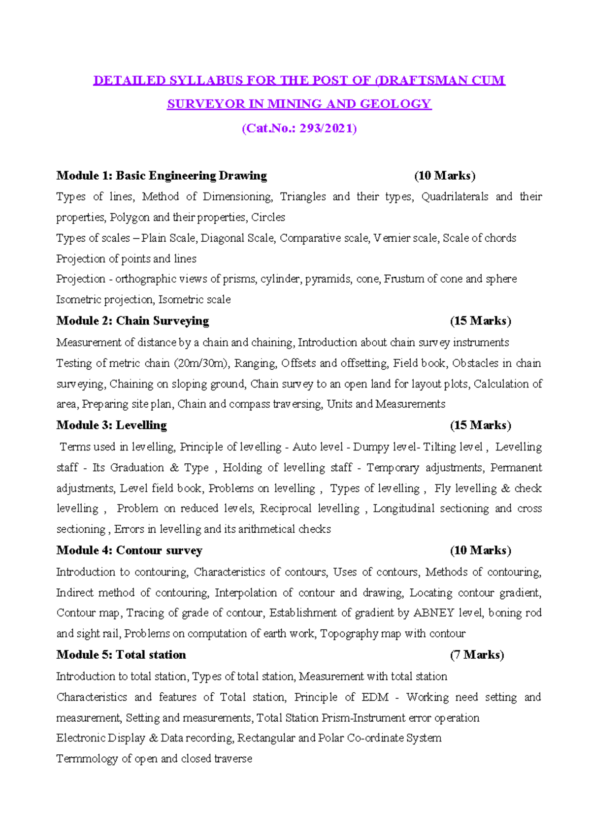 5 6186146408379189294 - DETAILED SYLLABUS FOR THE POST OF (DRAFTSMAN ...