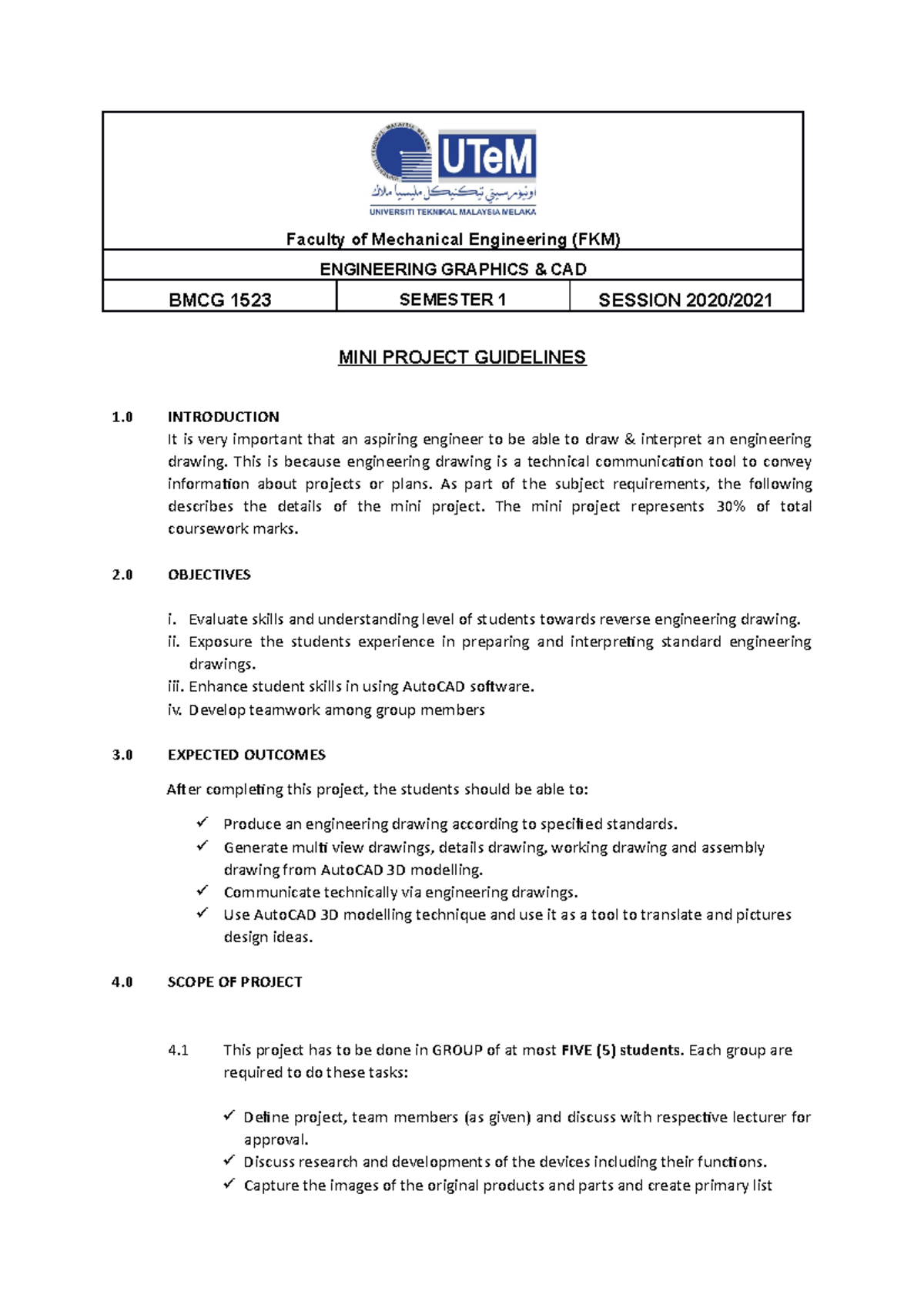 BMCG 1523 Project guidelines - Faculty of Mechanical Engineering (FKM ...