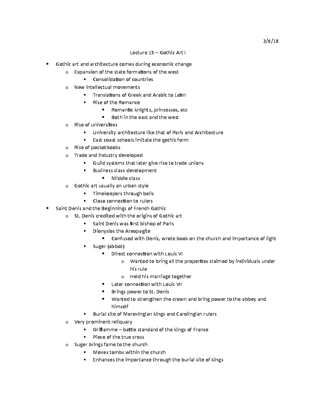 Lecture 15-Gothic - 3/6/18 Lecture 15 – Gothic Art I Gothic art and ...