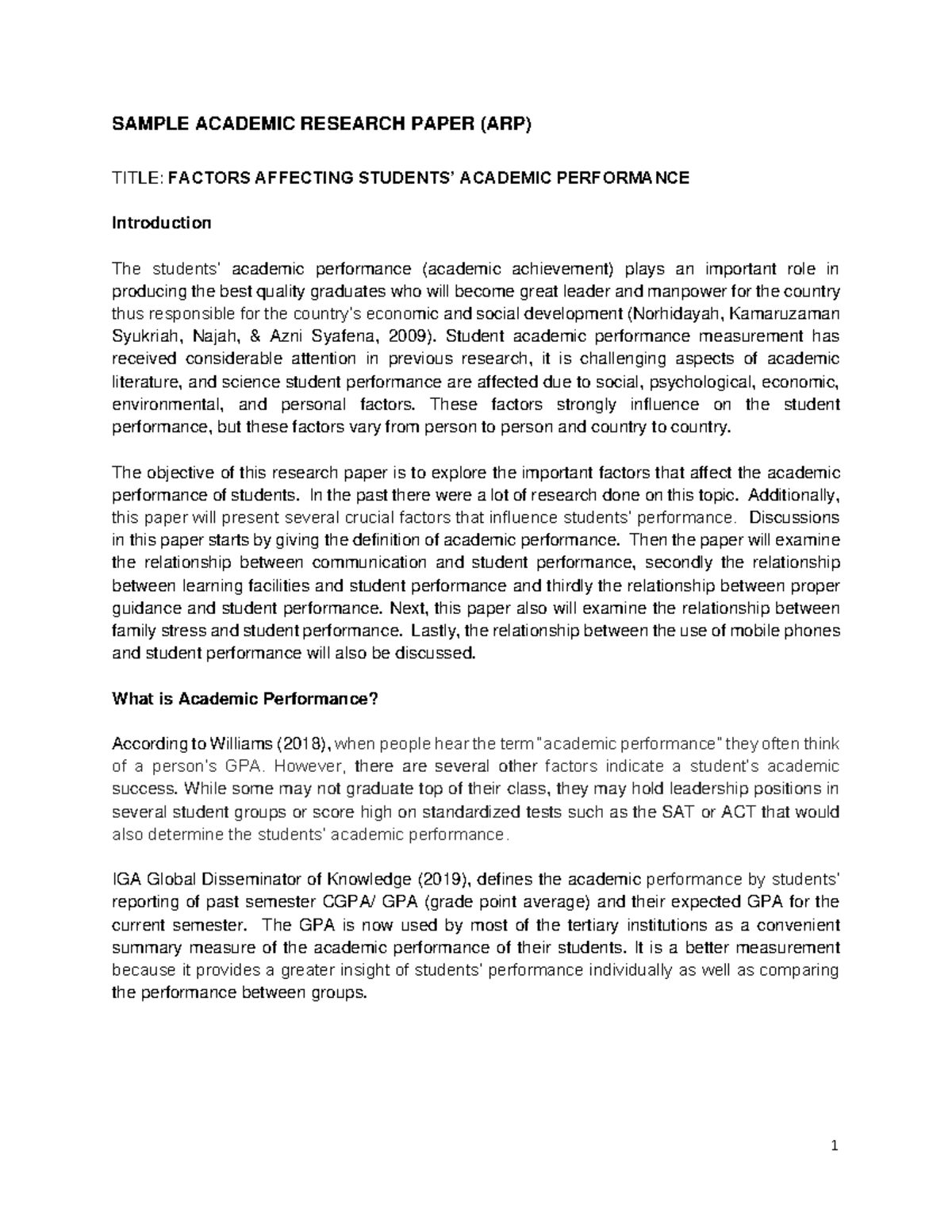 Copy of 14.ARP sample Paper - SAMPLE ACADEMIC RESEARCH PAPER (ARP ...