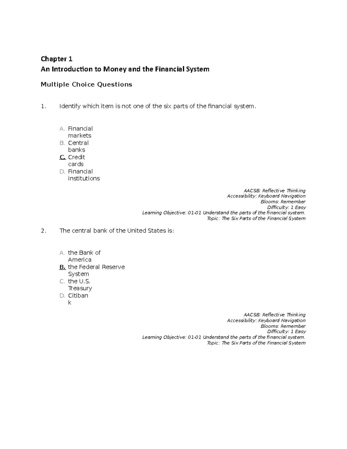 TB-M&B-Topic 1 - Lecture notes 1 - Chapter 1 An Introduction to Money ...