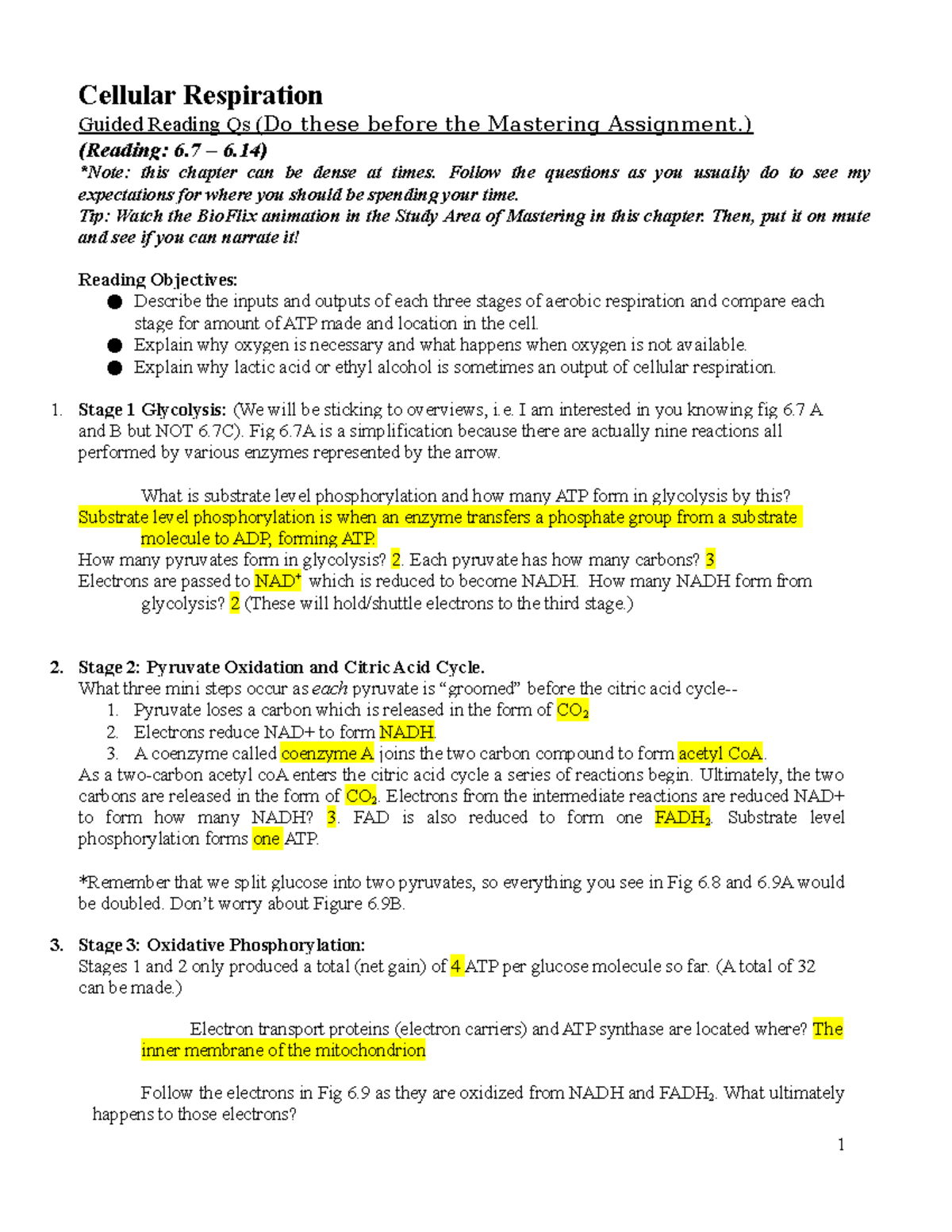 GRQ 7 - Cellular Respiration Guided Reading Questions (from textbook ...