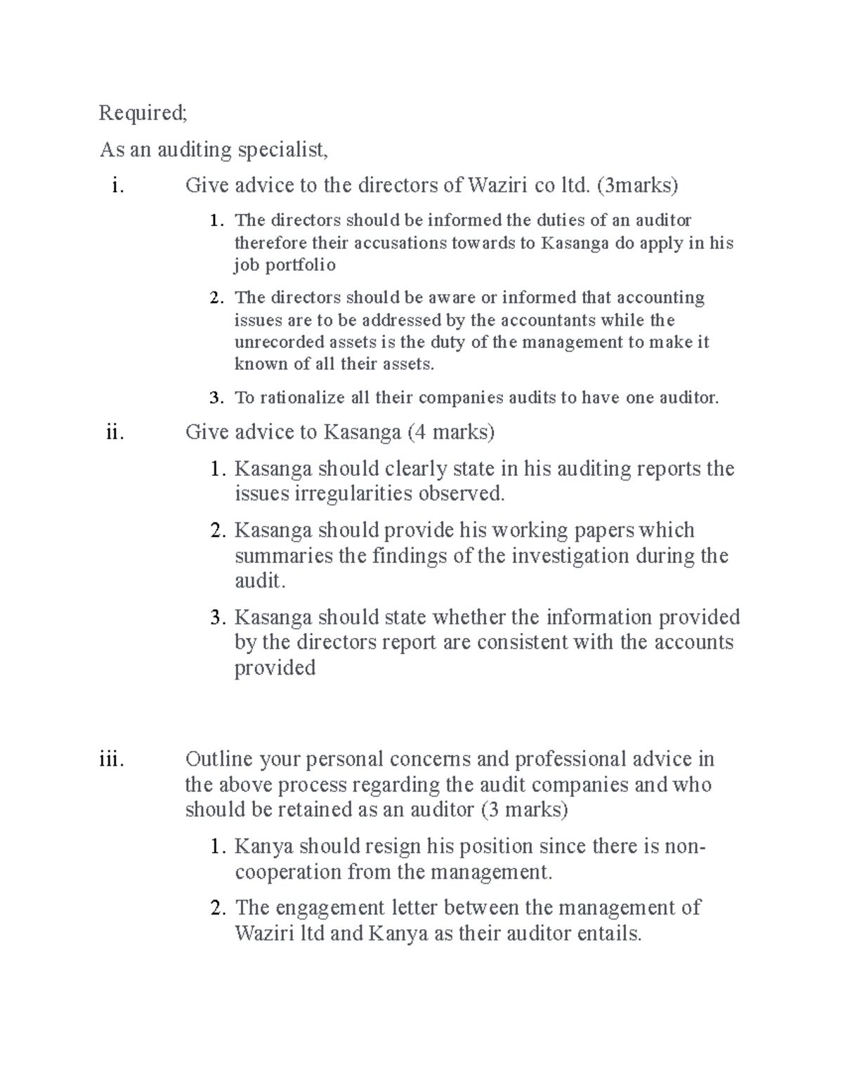 Assignment 1 auditing - questions - Required; As an auditing specialist ...