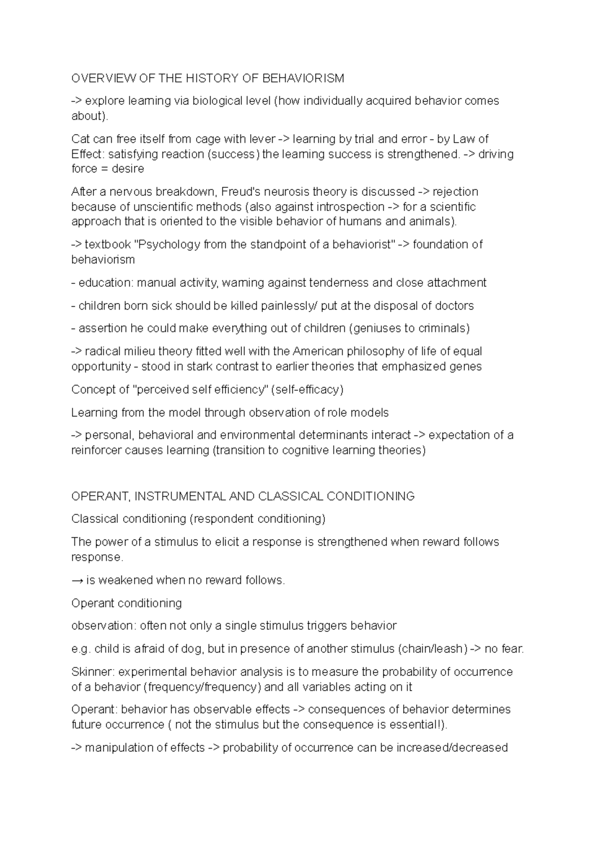 Overview OF THE History OF Behaviorism - OVERVIEW OF THE HISTORY OF ...