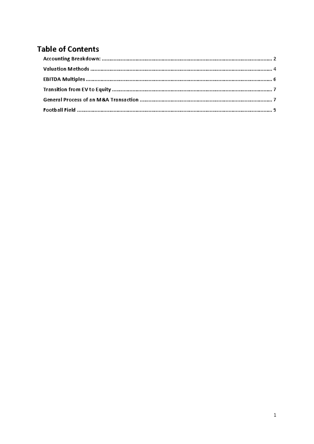 Investment Banking Study Guide - Table of Contents Accounting Breakdown ...