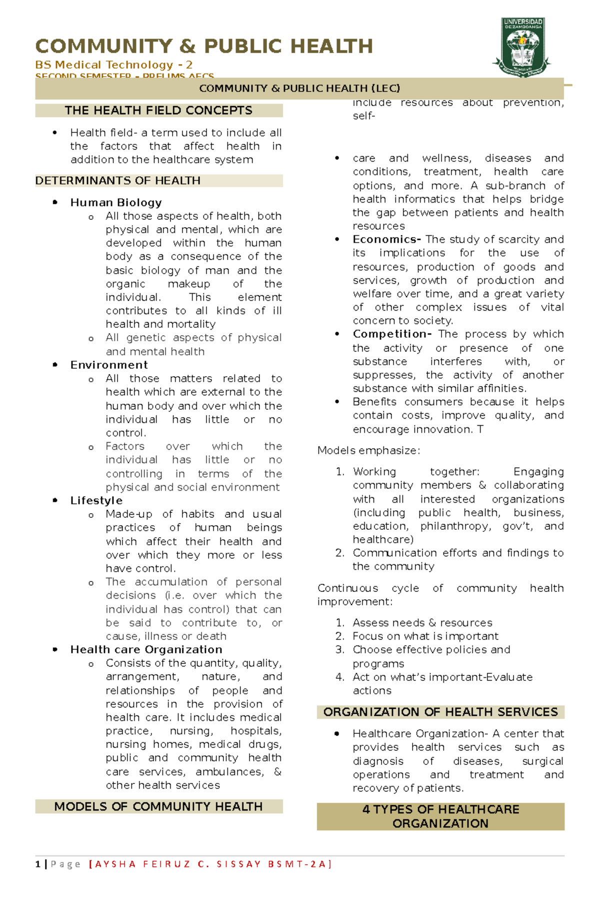 cphm transes medtech - COMMUNITY & PUBLIC HEALTH BS Medical Technology ...