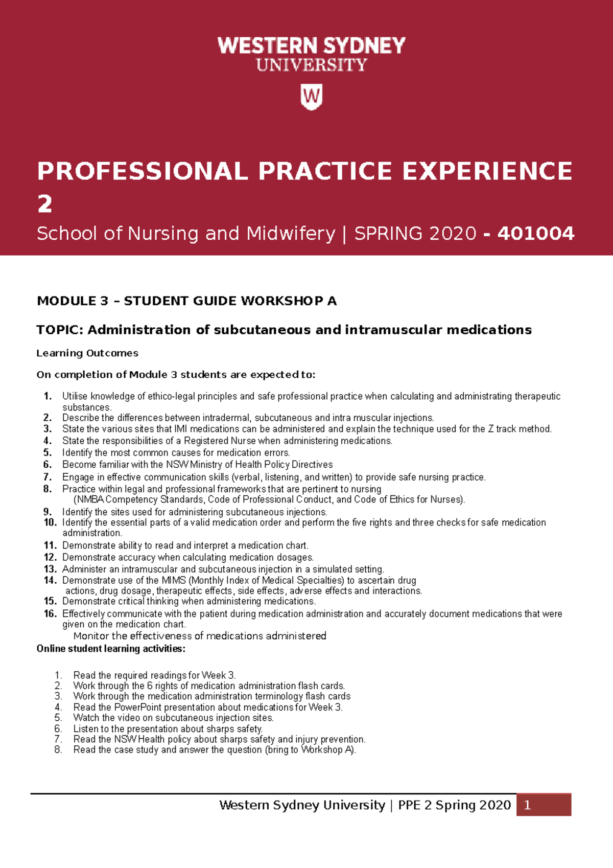 ## student guide module 3 PPE2 2020 - PROFESSIONAL PRACTICE EXPERIENCE ...