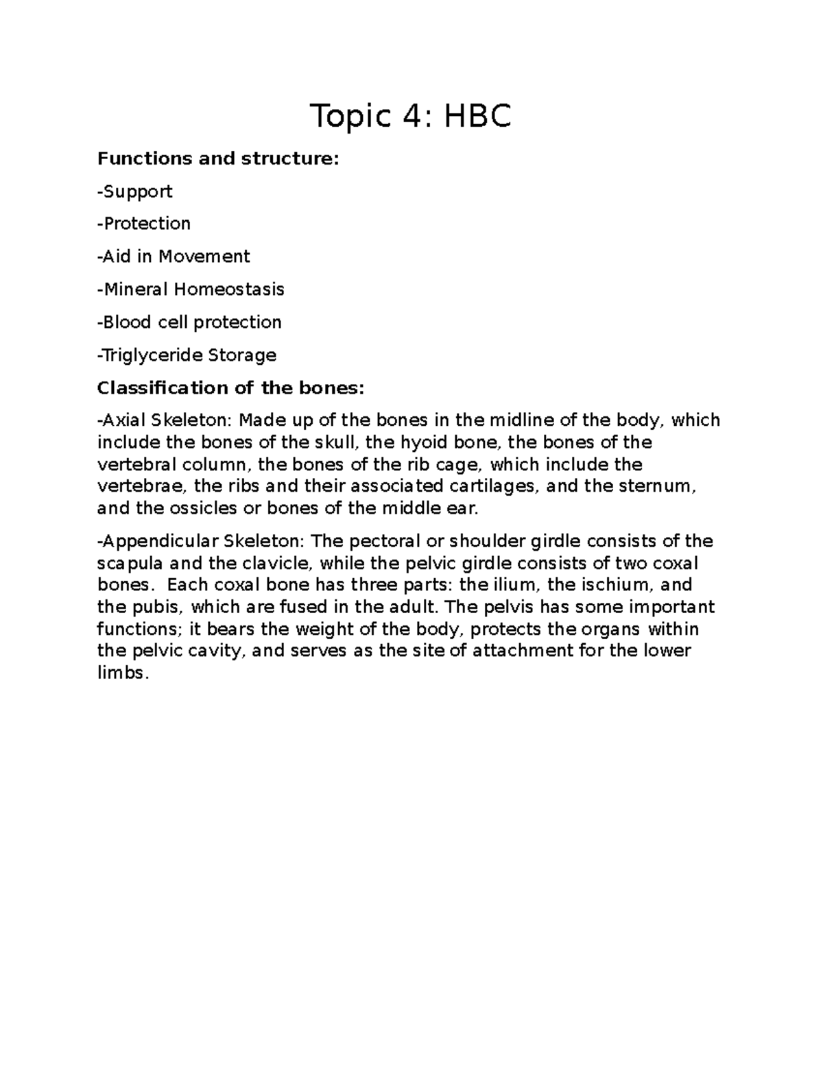 Topic 4 HBC - Apuntes obligatorios - Topic 4: HBC Functions and ...