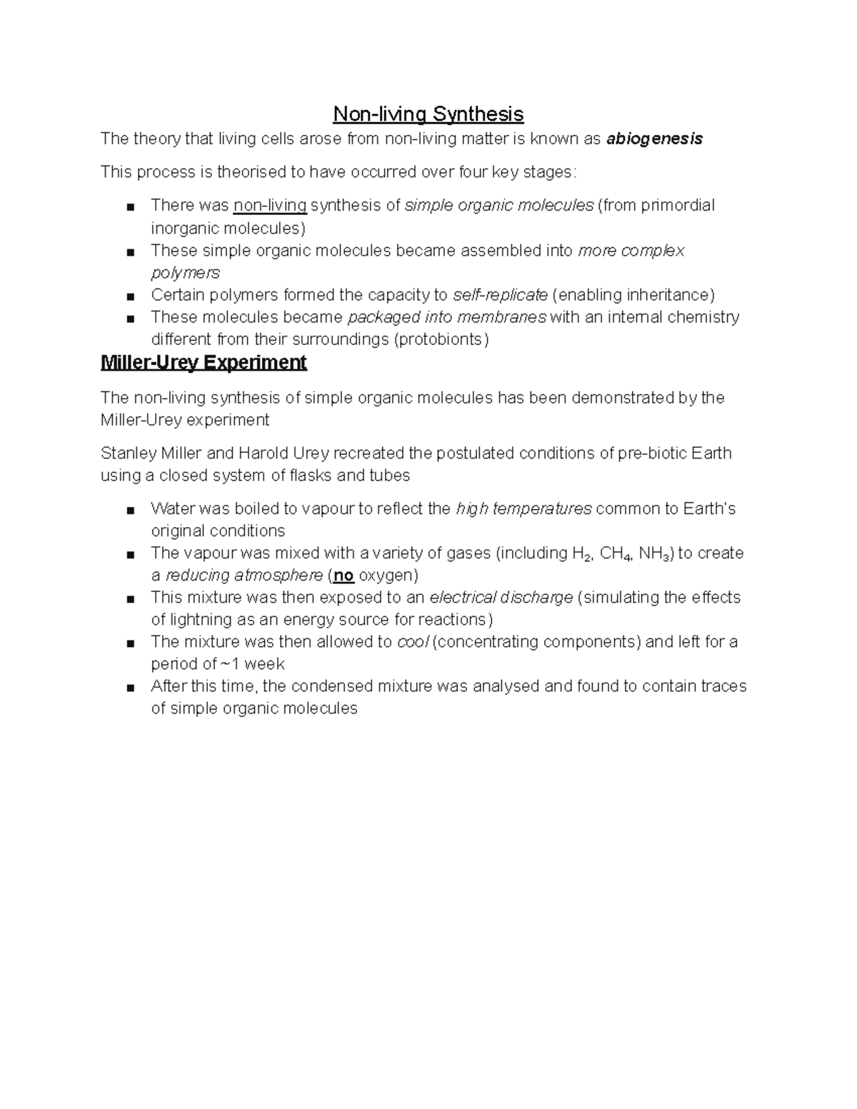 Cell Biology: Origin of Cells - Non-living Synthesis - Non-living ...