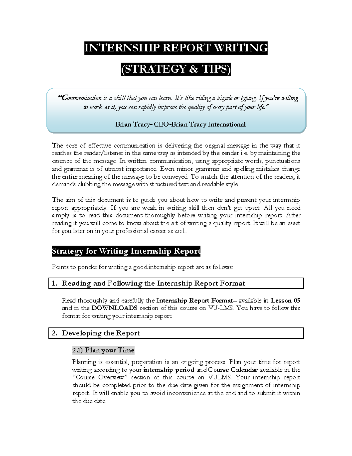 Internship Report Writing Strategy and Tips - INTERNSHIP REPORT WRITING ...