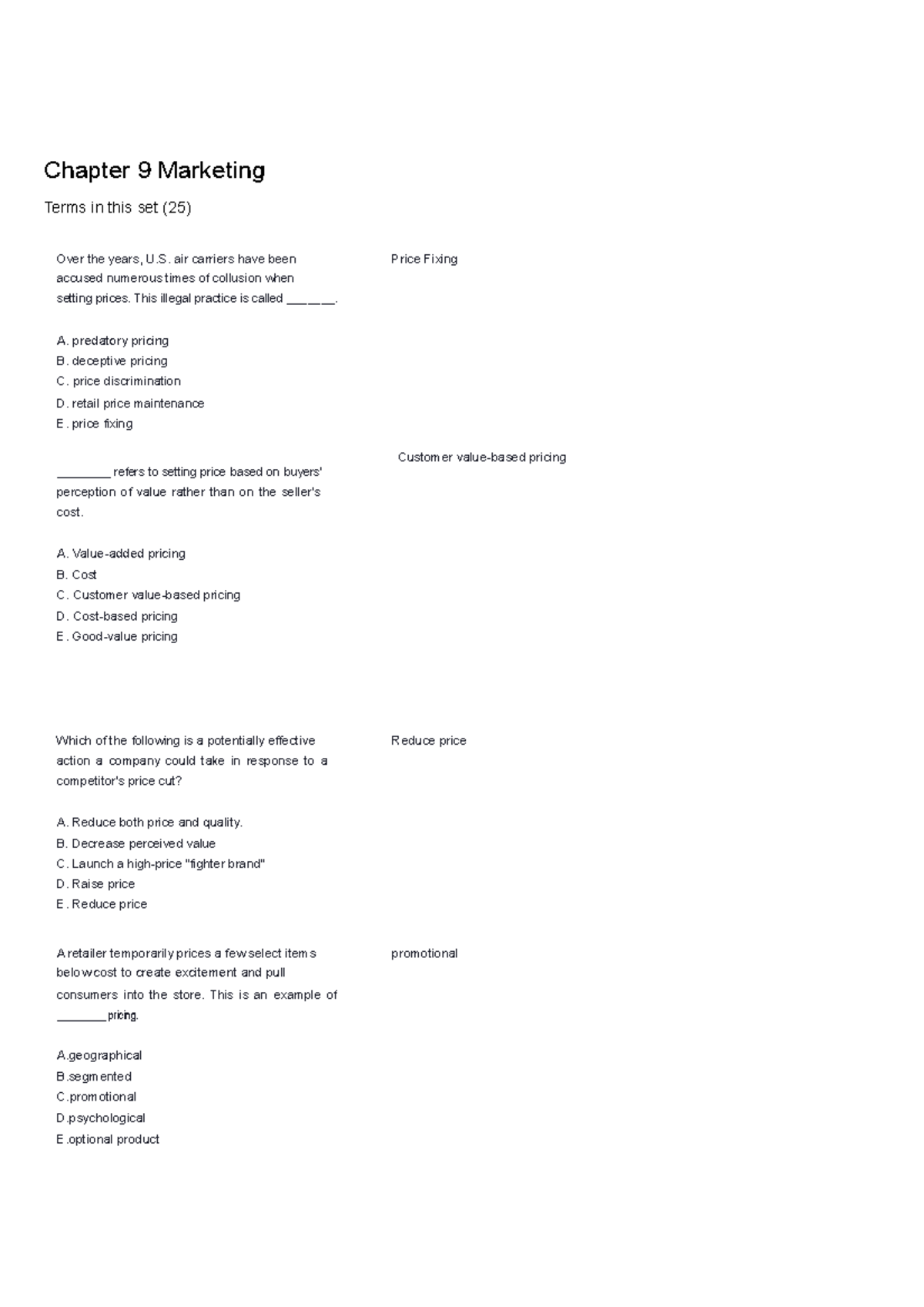 Chapter 9 Marketing Flashcards - MKT3403 - Lambton College - Studocu