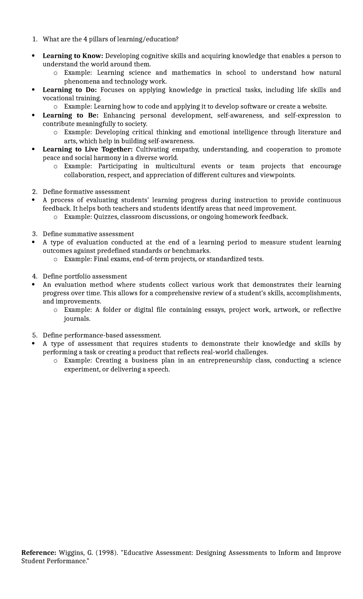 PST Activity - principle in teaching - What are the 4 pillars of ...