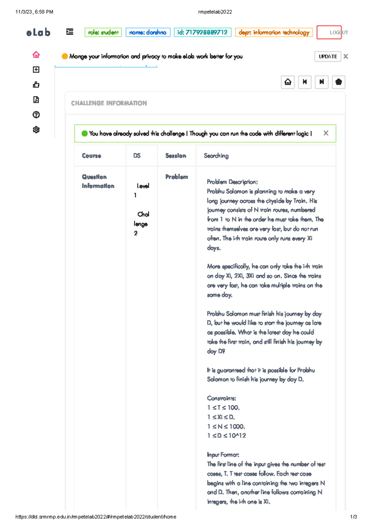 searching problem - 11/3/23, 6:58 PM rmpetelab - Studocu