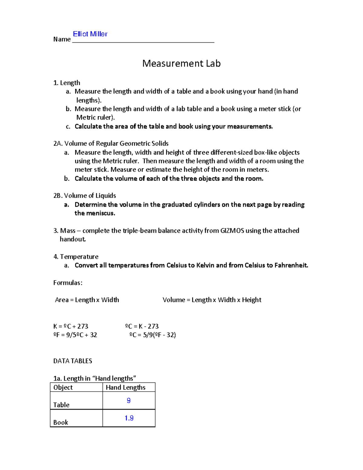 Measurement+Lab - Work on earth and space sciences. - Name