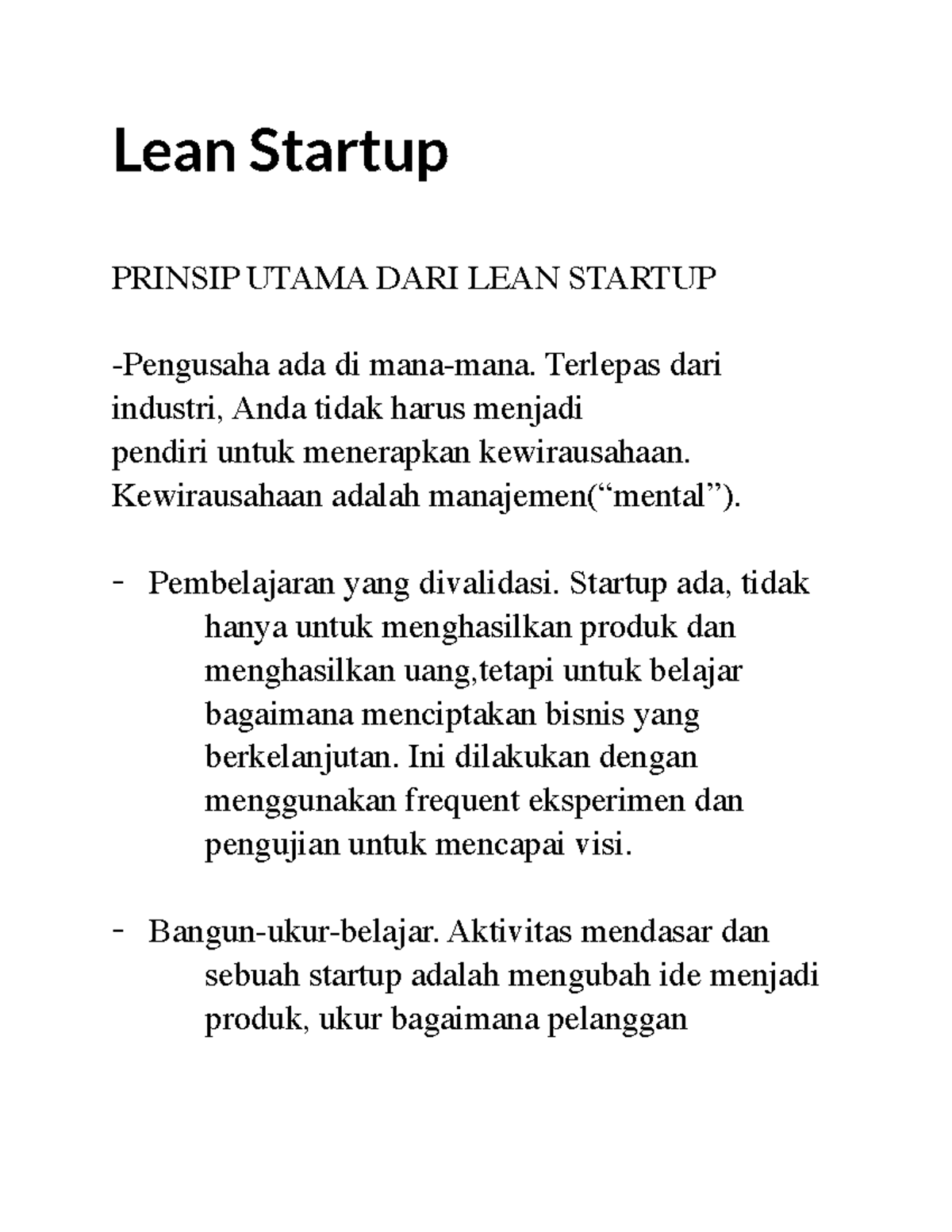 The lean startup book notes - Lean Startup PRINSIP UTAMA DARI LEAN ...