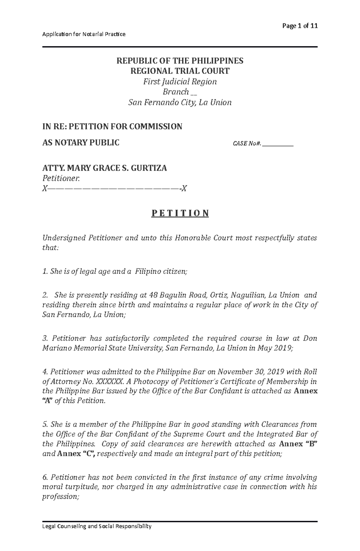 Application FOR Notarial Practice - Application for Notarial Practice ...