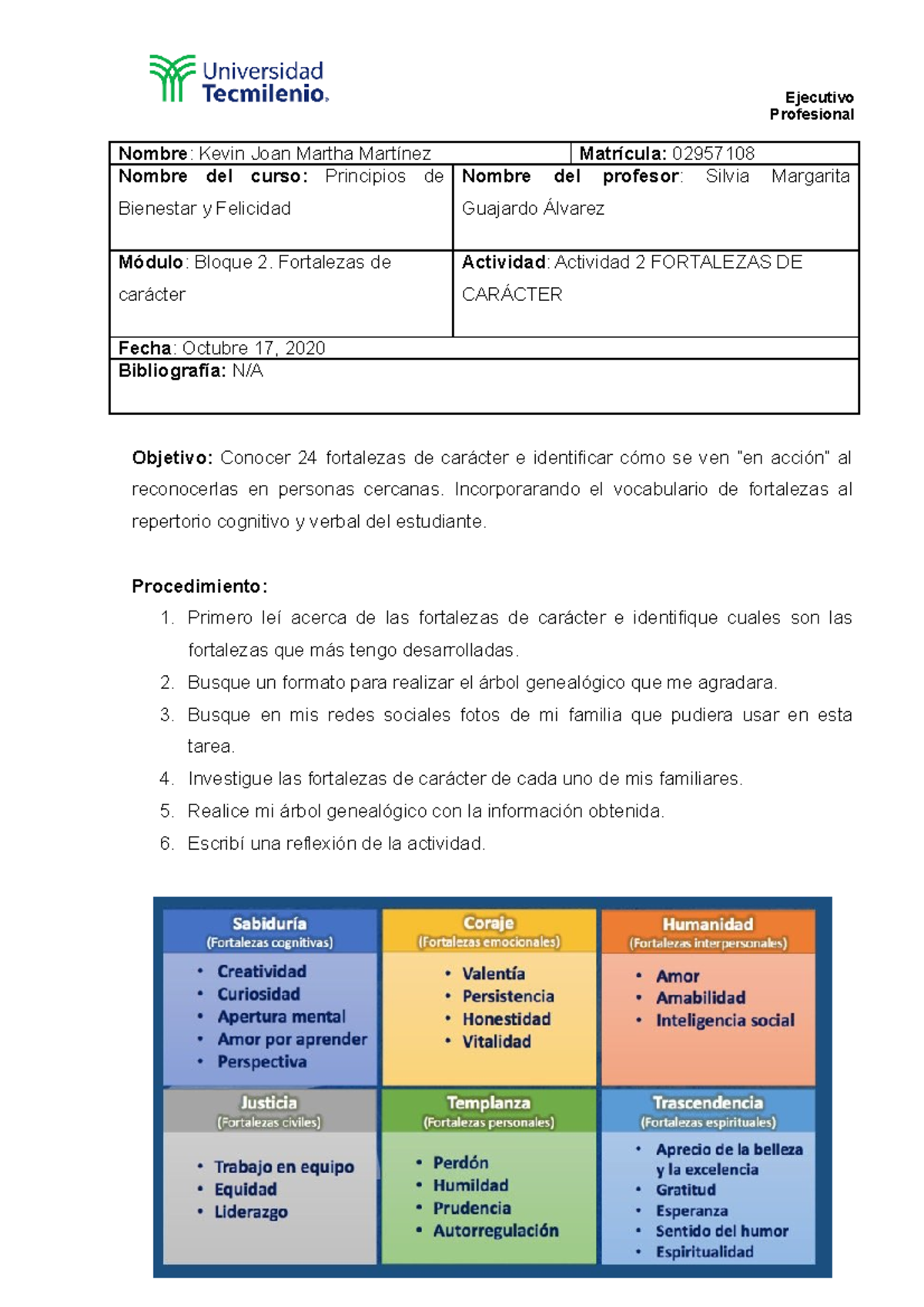 Fortalezas de Carácter - Profesional Nombre: Kevin Joan Martha Martínez ...