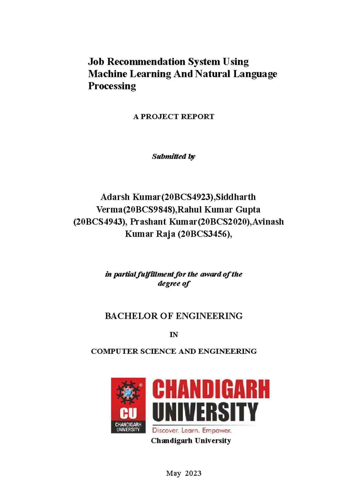 Report file job recommendation system project - Job Recommendation ...