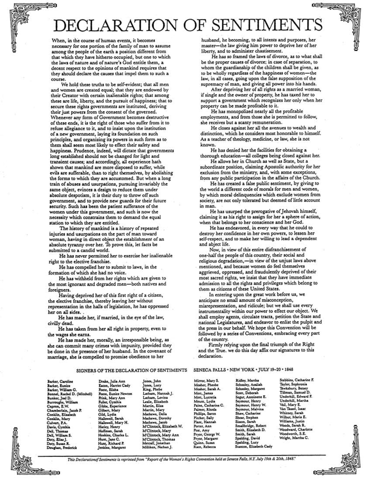 1848 declaration of sentiments - DECLARATION OF SENTIMENTS When, in the ...