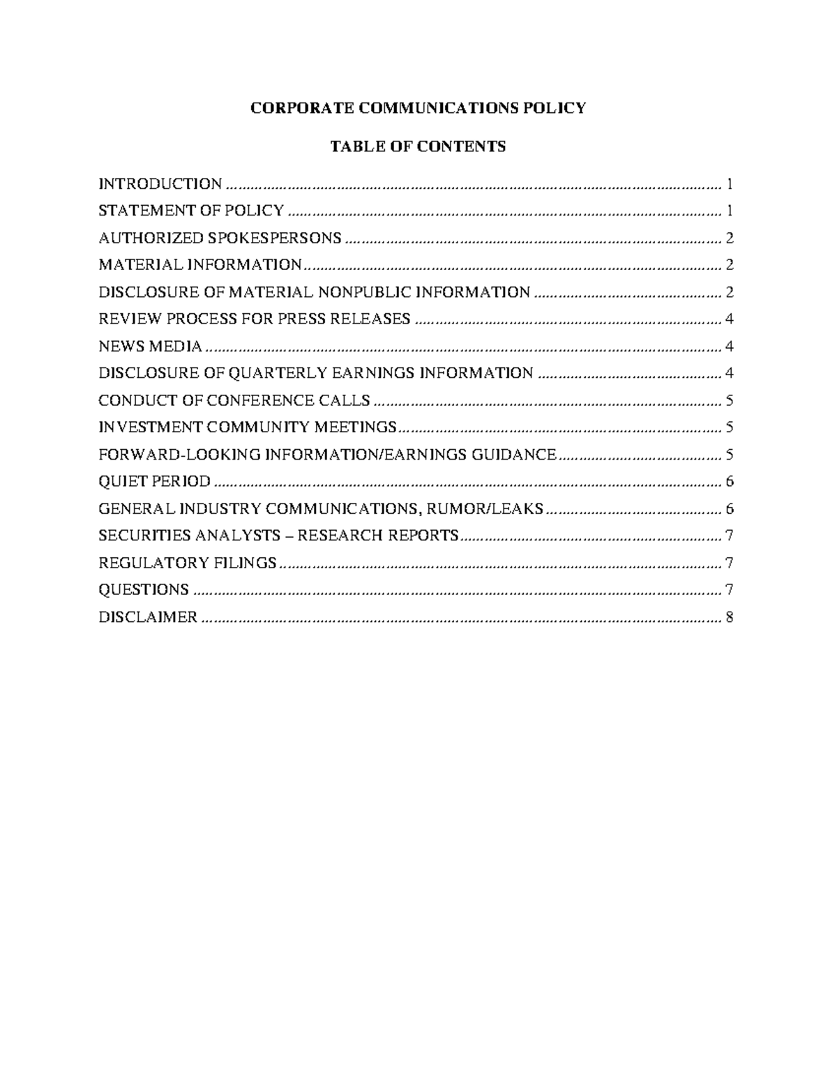 Corp comm policy - sgjcjzs - CORPORATE COMMUNICATIONS POLICY ...