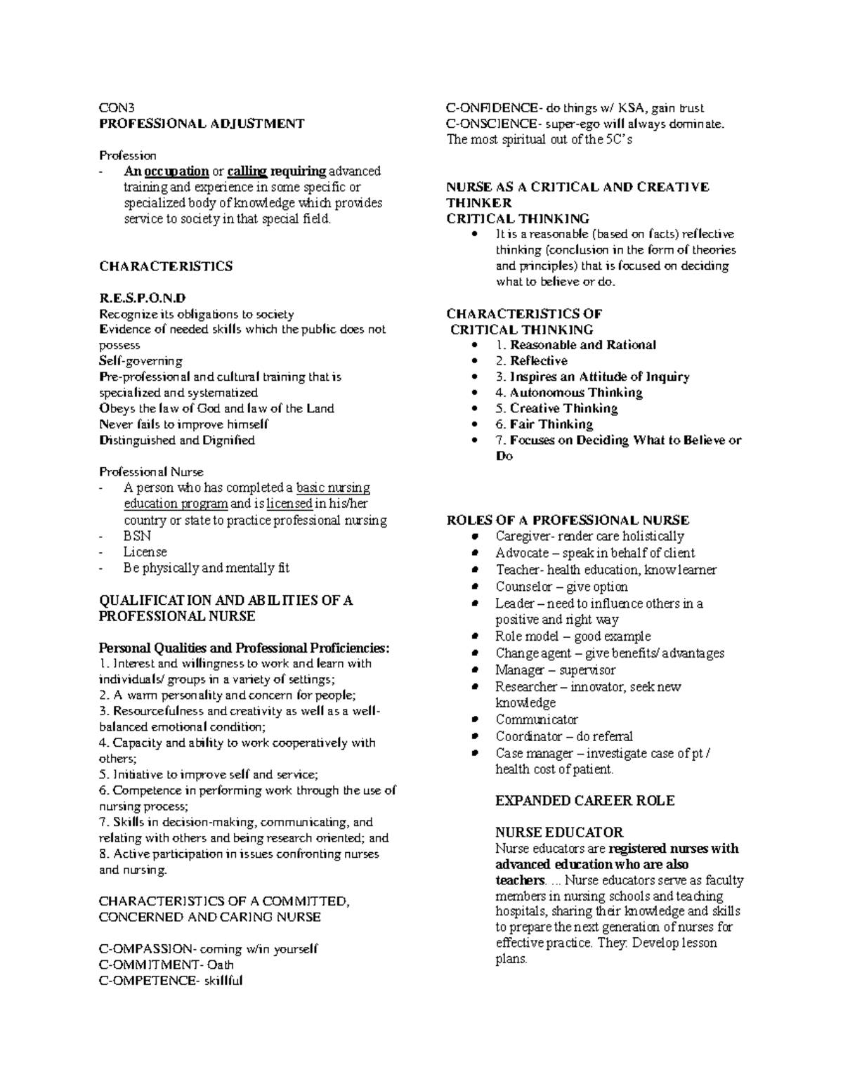 Professional- Adjustment - CON PROFESSIONAL ADJUSTMENT Profession An ...