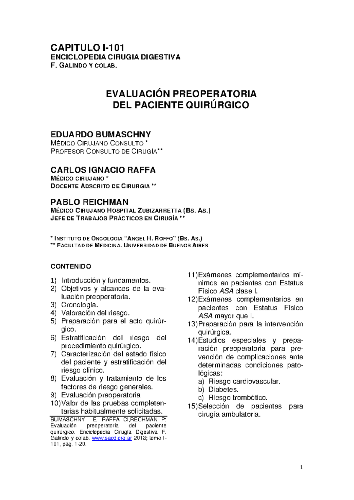 Evaluacion post operatoria del paciente - CAPITULO I- ENCICLOPEDIA ...