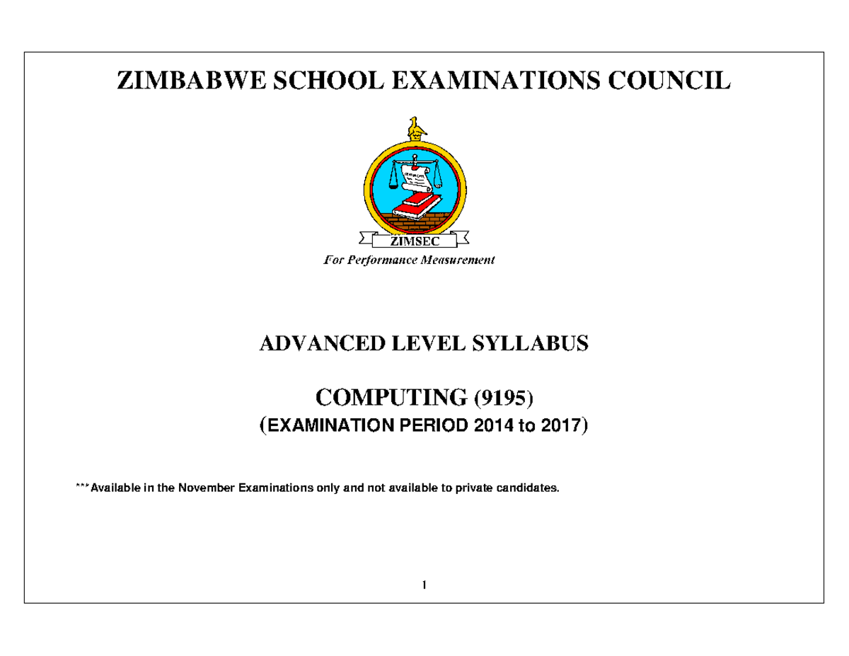 A Computers - introduction to computer science notes - ZIMBABWE SCHOOL ...