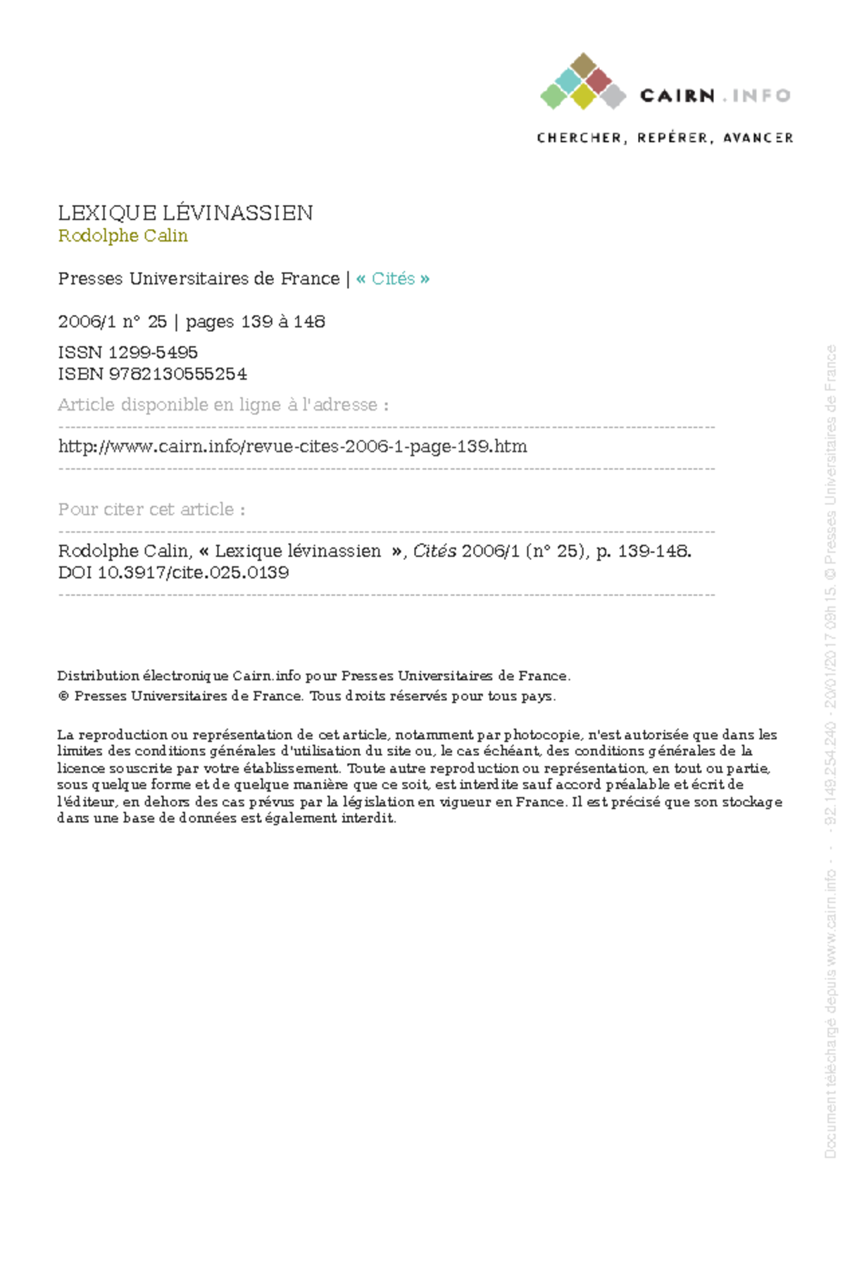 Lexique lévinassien par Rodolphe Calin - LEXIQUE LÉVINASSIEN Rodolphe ...