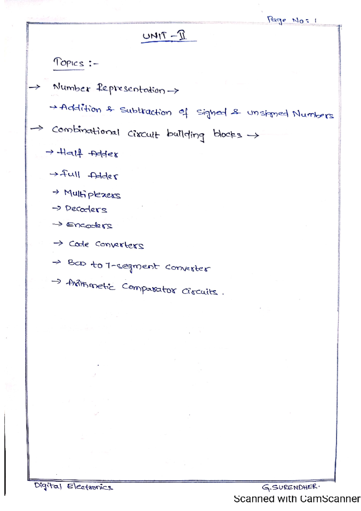 DE UNIT II (PART 2) - unit2 - Page No: I UNIT Number Representation ...