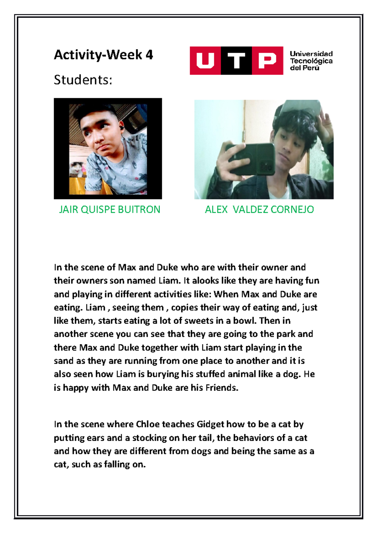 Activity 4 - Wew - Activity-Week 4 Students: JAIR QUISPE BUITRON ALEX VALDEZ CORNEJO In the ...