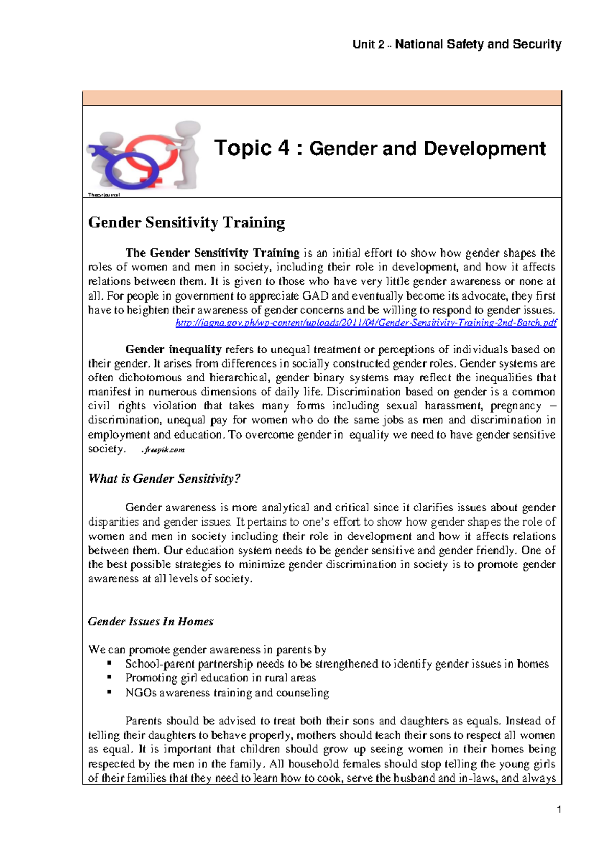 UNIT2 Topic 4 - It well help - Topic 4 : Gender and Development ...