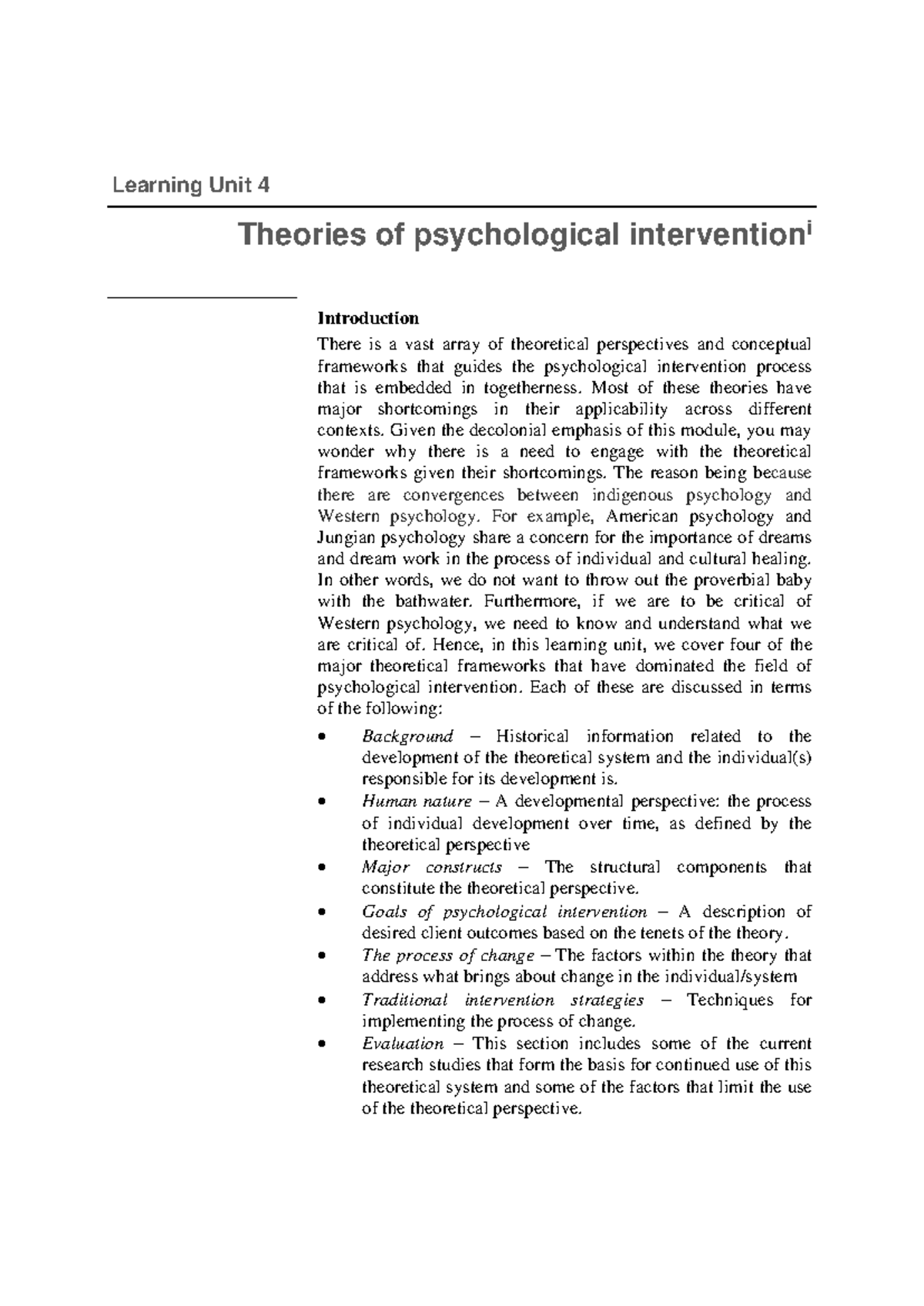 Learning UNIT 4 - SUMMARY - Learning Unit 4 Theories of psychological ...