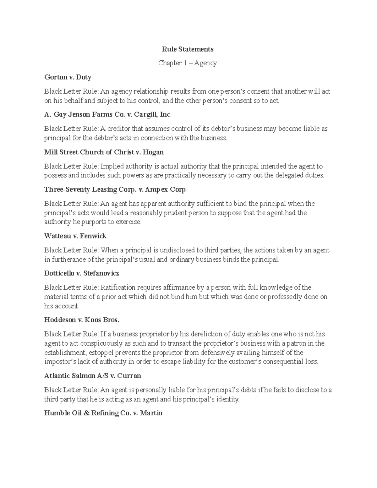 Rule Statements - Business Organizations - Rule Statements Chapter 1 ...