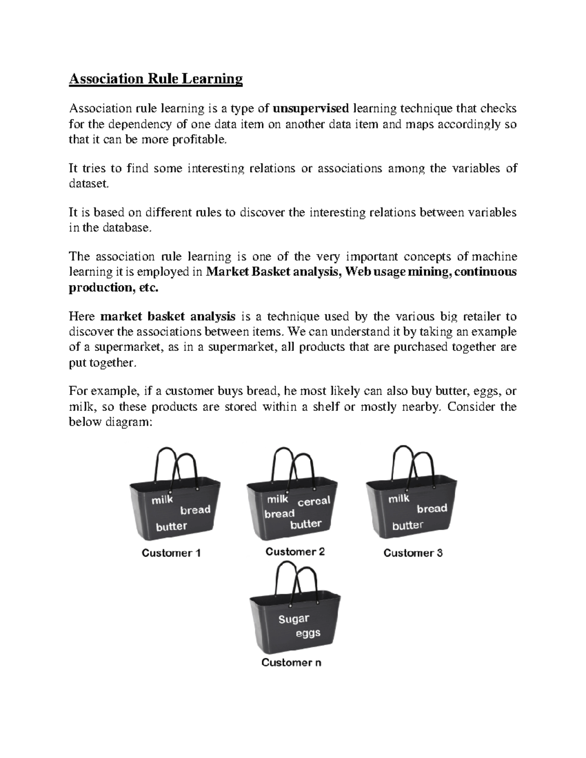 Association Rule Learning Association Rule Learning Association Rule