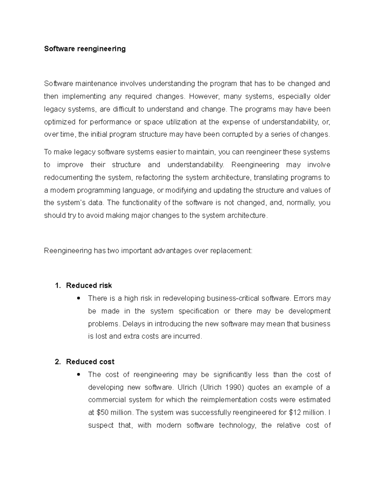 Software reengineering - Software reengineering Software maintenance ...