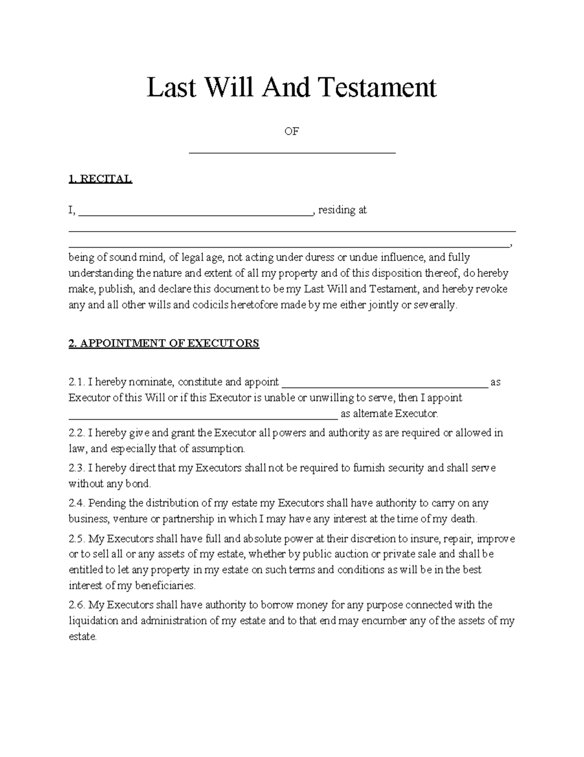 Last-will-and-testament u sample cpmlete - Last Will And Testament OF 1 ...