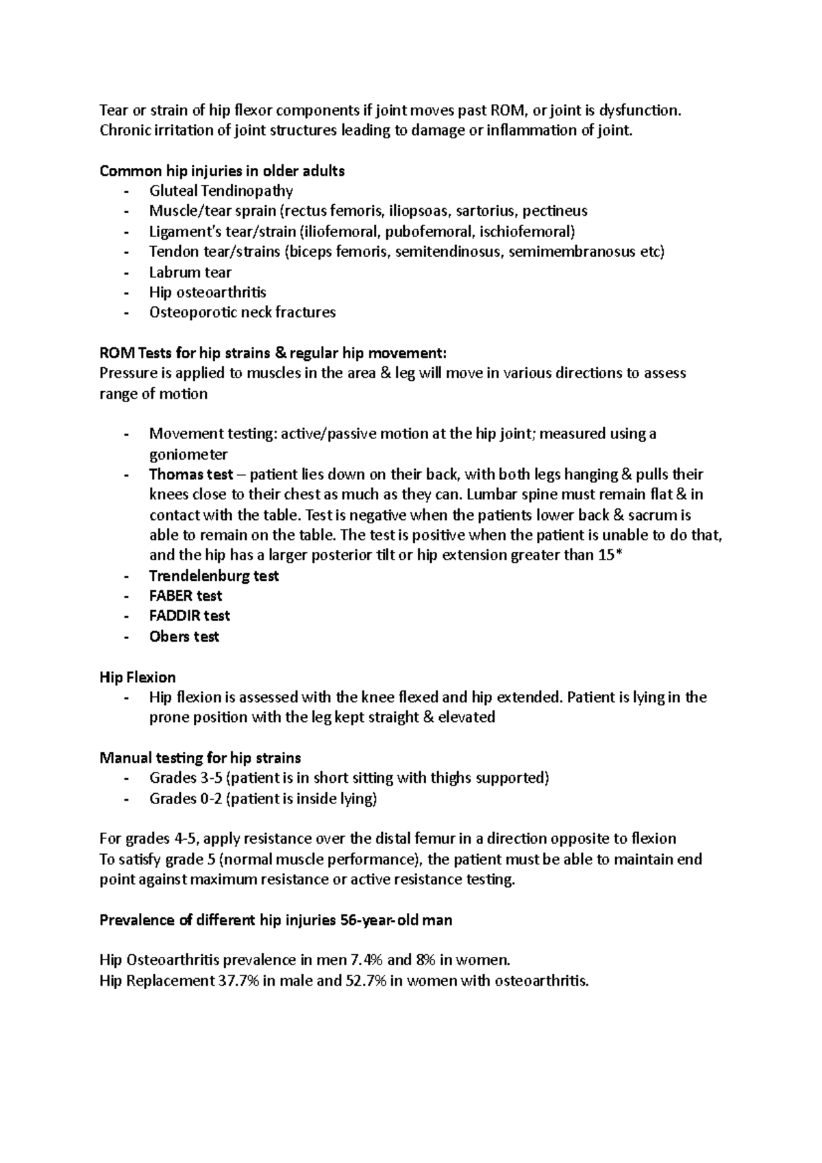 Mpp HIP Bobs scenario - Tear or strain of hip flexor components if ...