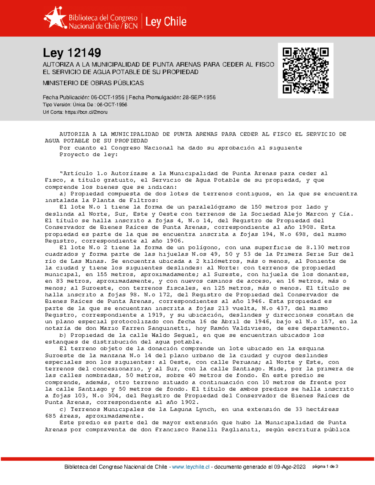 LEY-12149 06-OCT-1956 - Ley 12149 Biblioteca del Congreso Nacional de ...