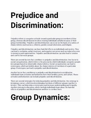 Notes 7 - Discrimination, Stereotyping, Prejudice, and Stigma ...