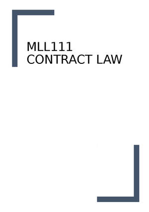 Contract B cheat sheet - MLL111 - Studocu
