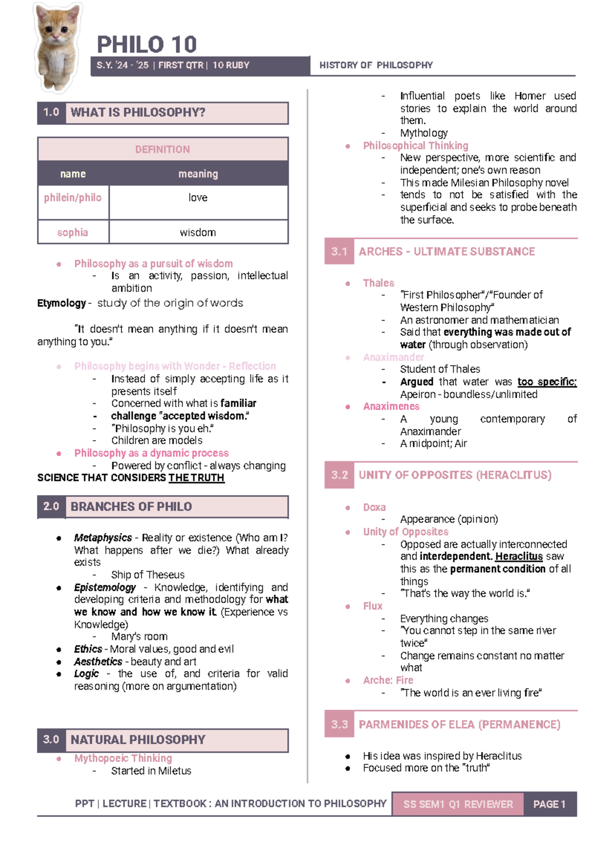 Philo First Quarter - S. ‘24 - ‘25 | FIRST QTR | 10 RUBY HISTORY OF ...
