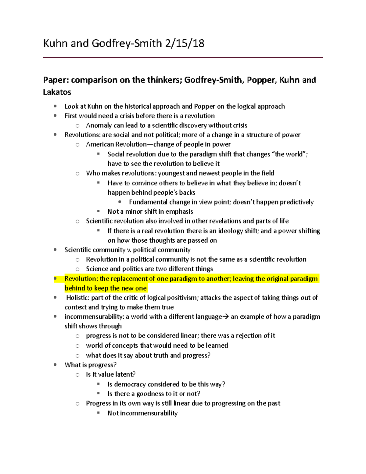 Structure, Part II- Scientific Revolutions and Incommensurability 2 ...