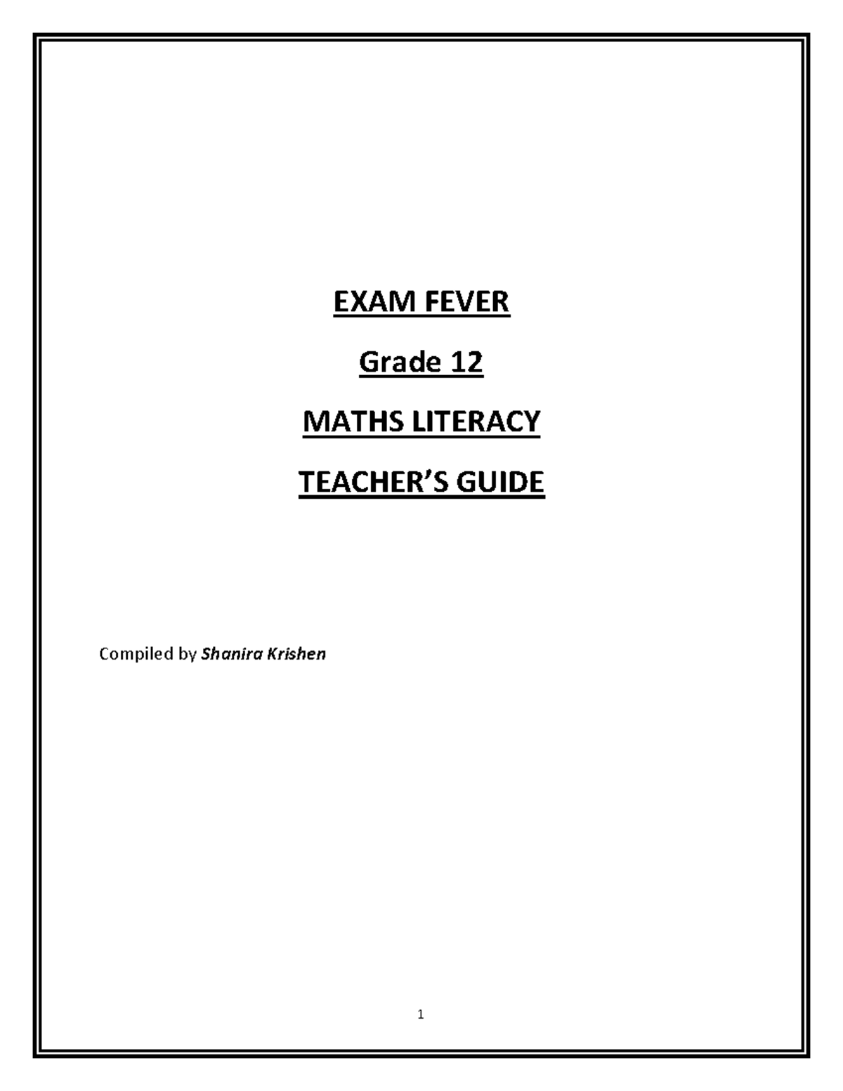 Maths Lit Answers - Refer to your study guide - EXAM FEVER Grade 12 ...