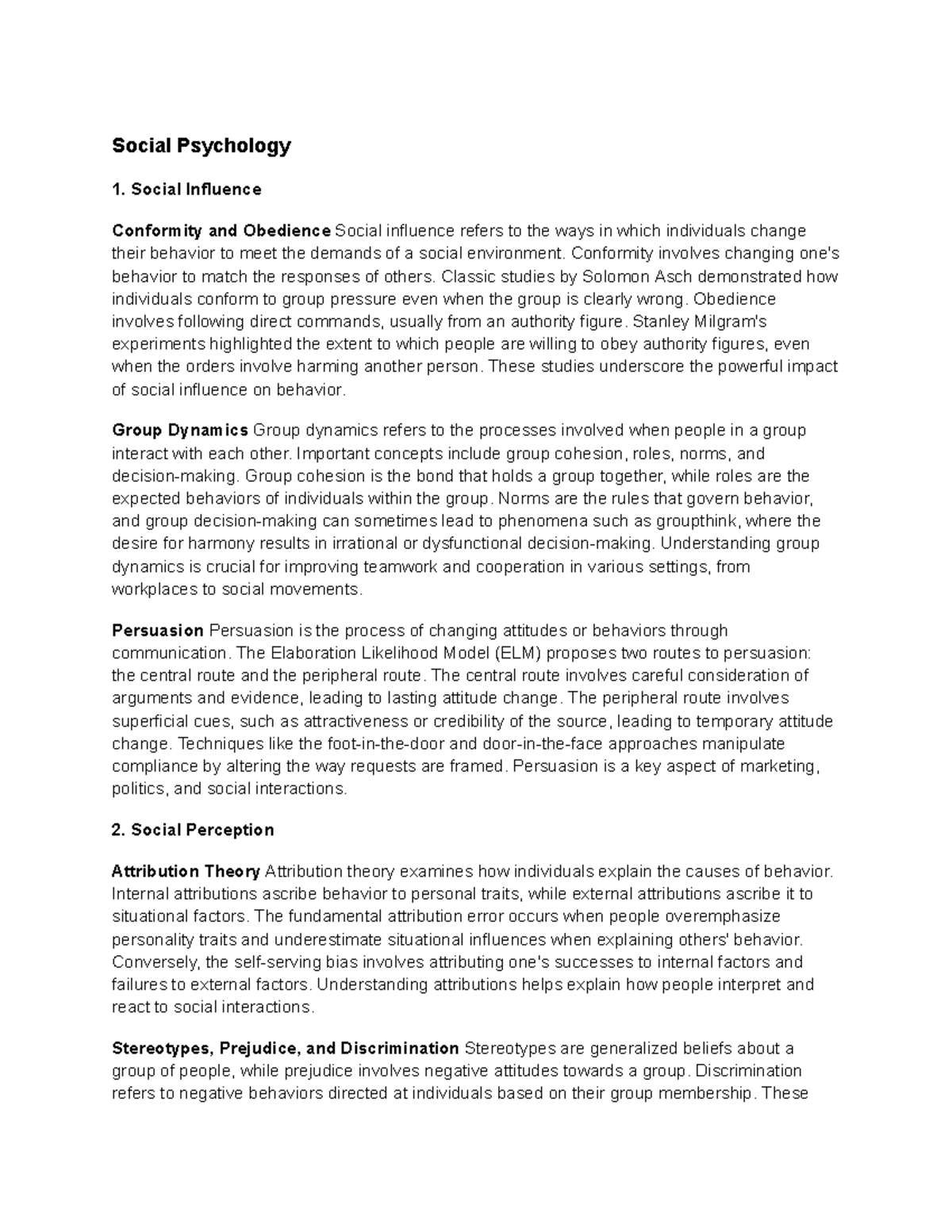 Social Psychology - Social Influence Conformity and Obedience Social ...