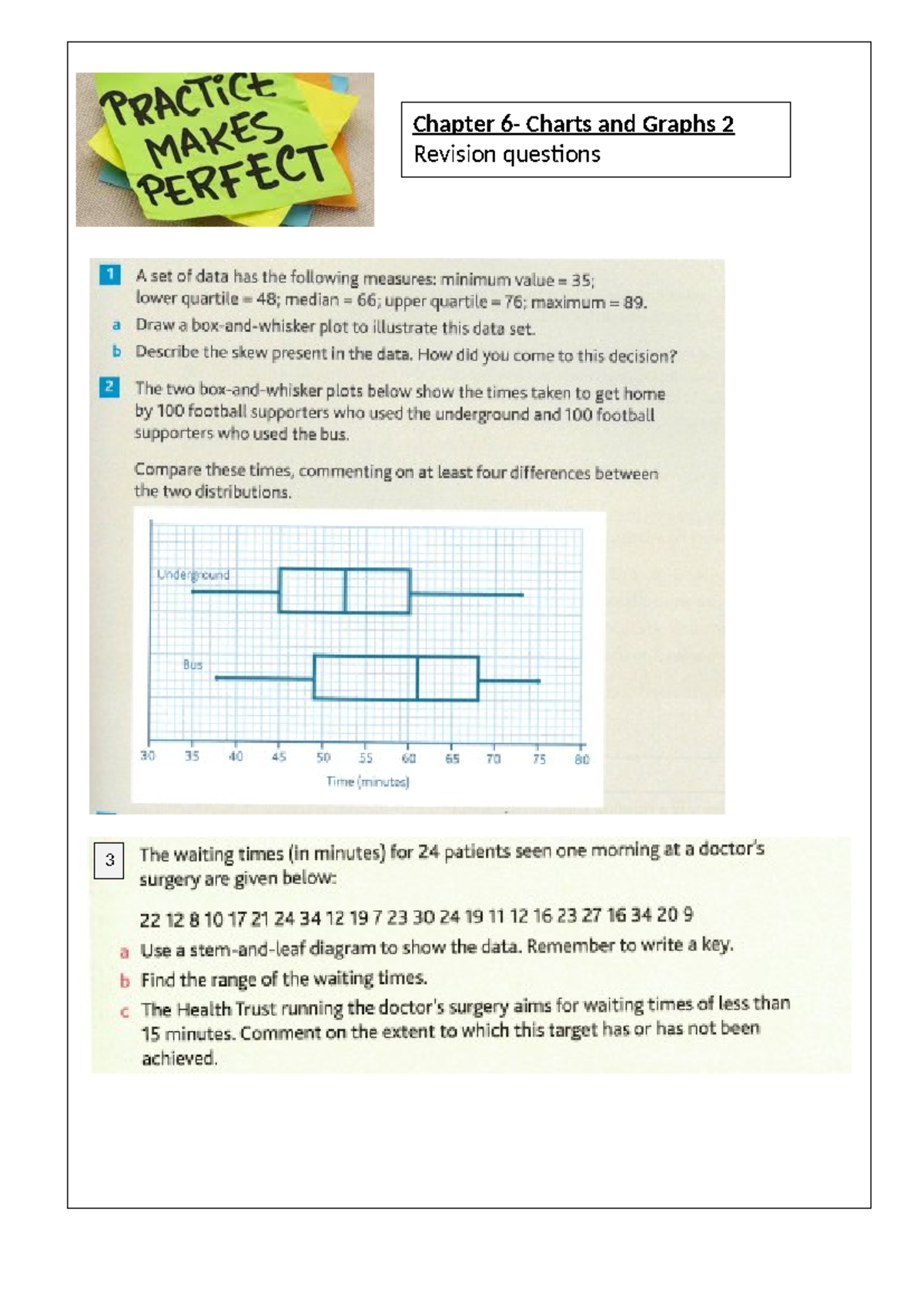 Chapter 6 Revision Questions - Chapter 6- Charts and Graphs 2 Revision ...