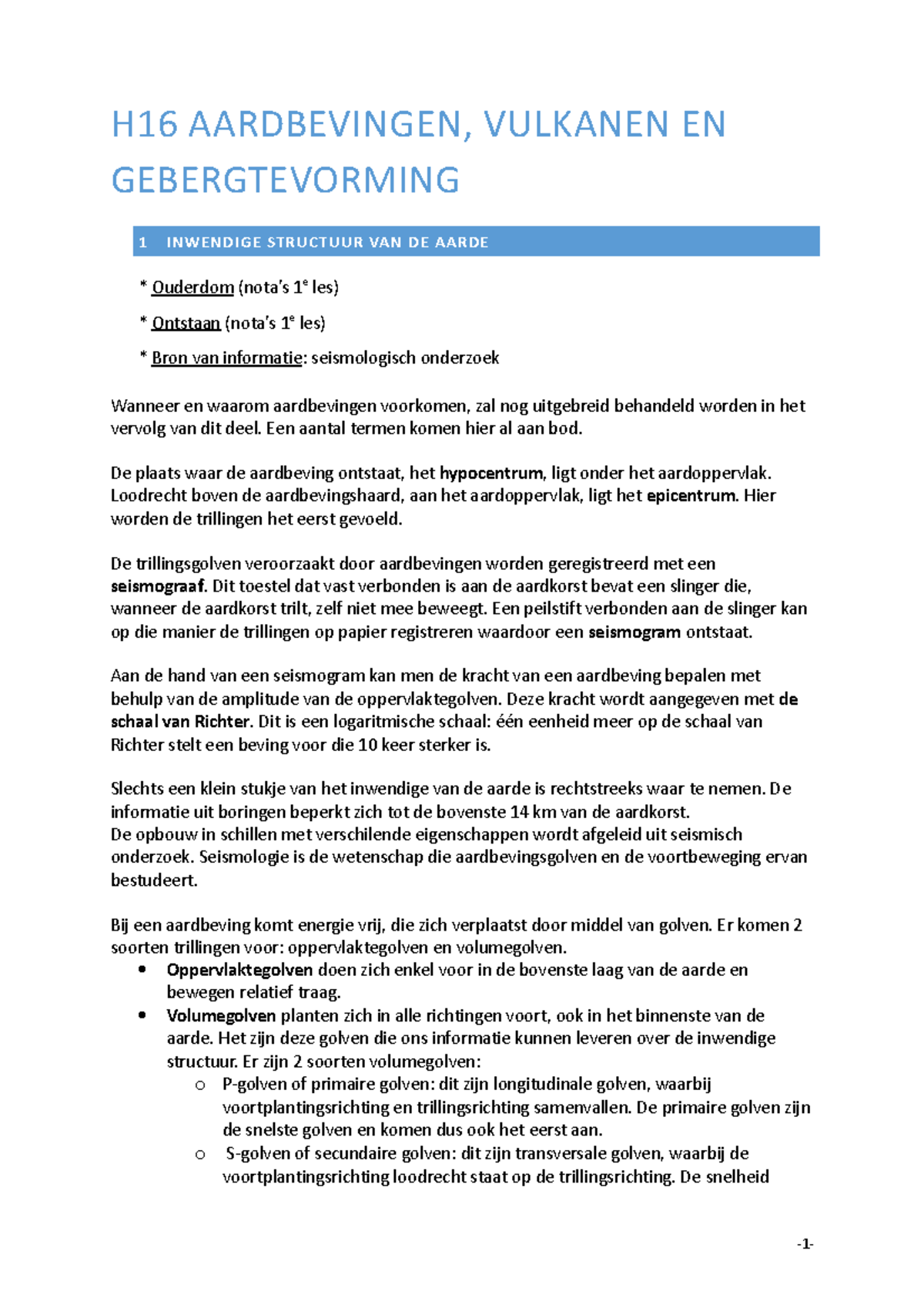 H16 Aardbevingen, vulkanen - H16 AARDBEVINGEN, VULKANEN EN ...