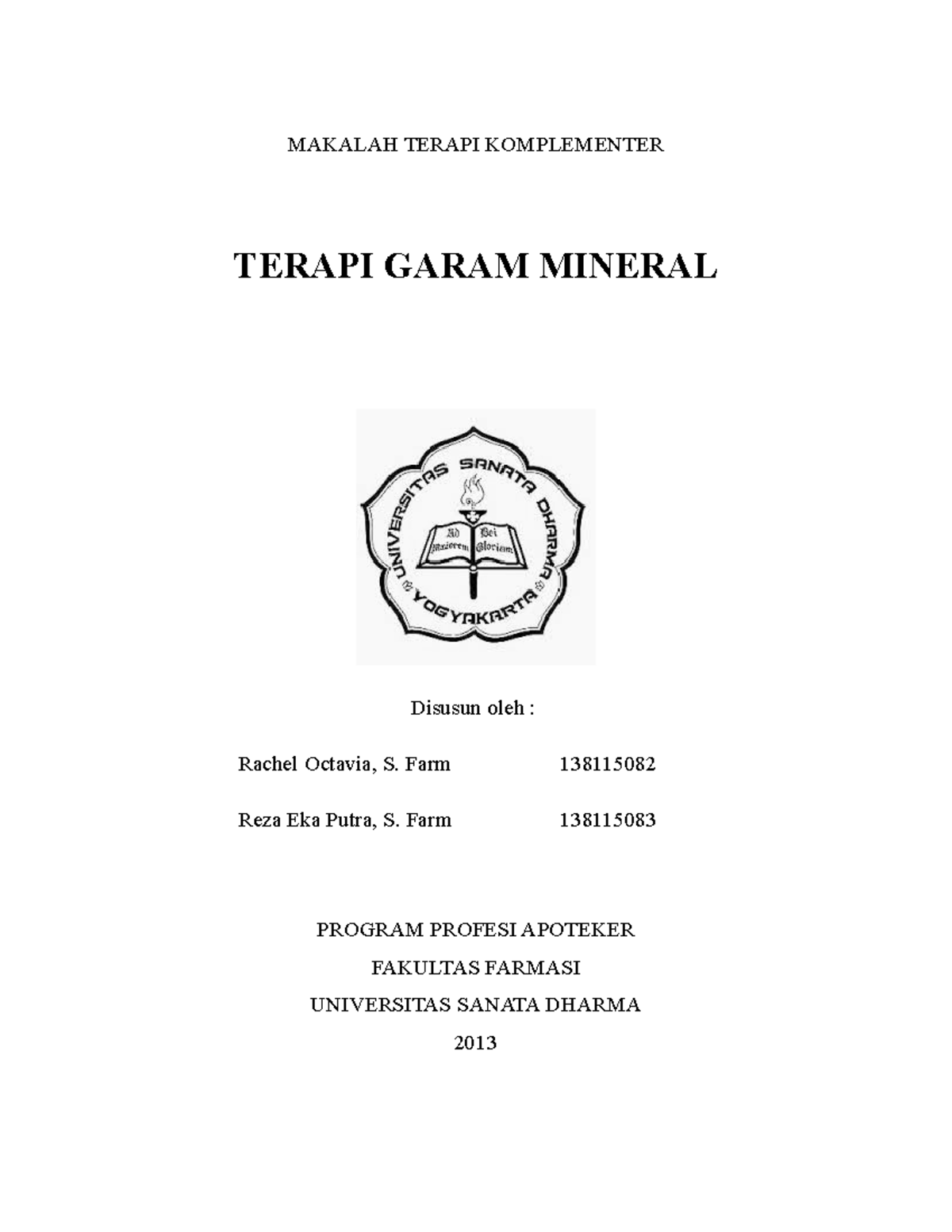 Terapi garam - Complementary therapy course notes - MAKALAH TERAPI ...
