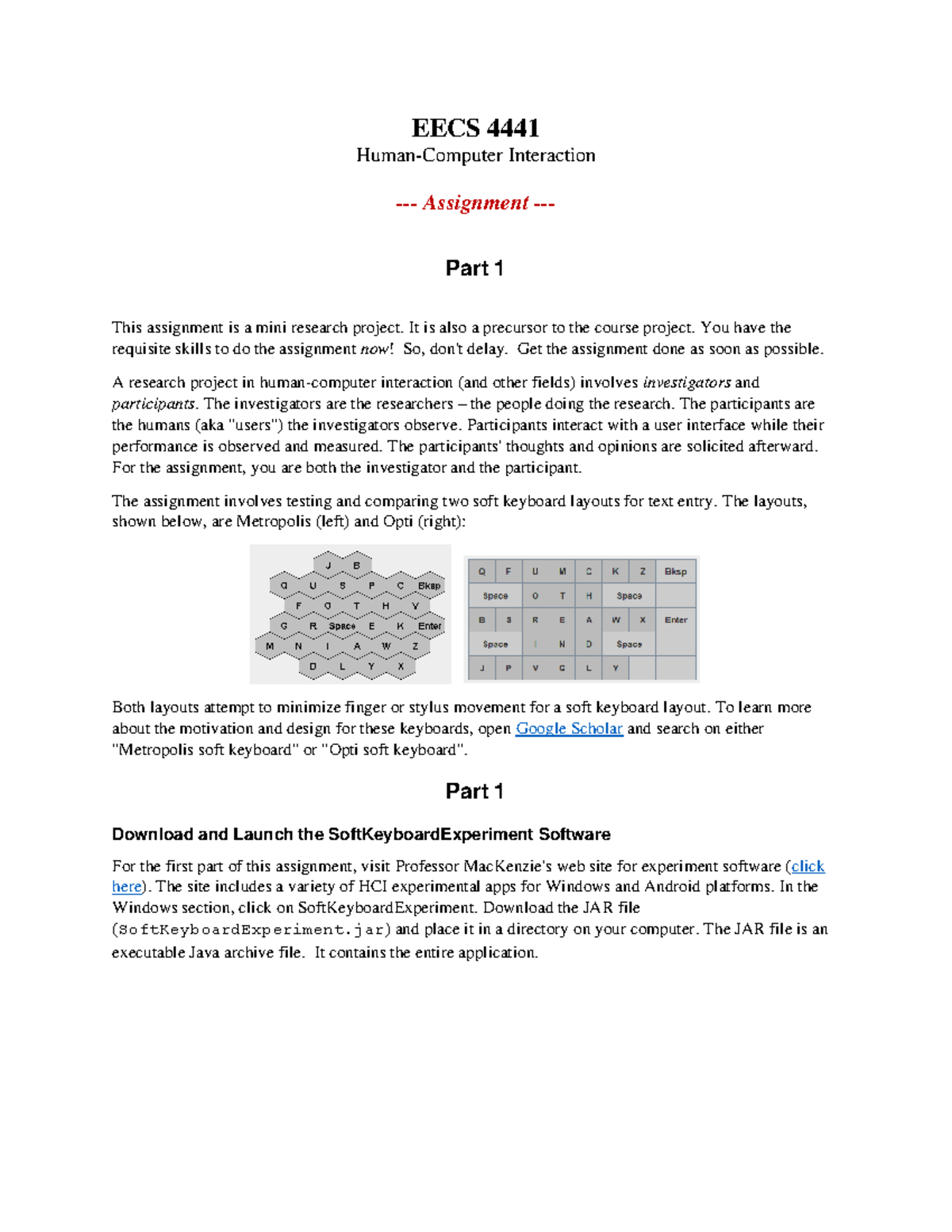 Assignment Part1 instructions - EECS 4441 Human-Computer Interaction - Assignment - Part 1 This ...