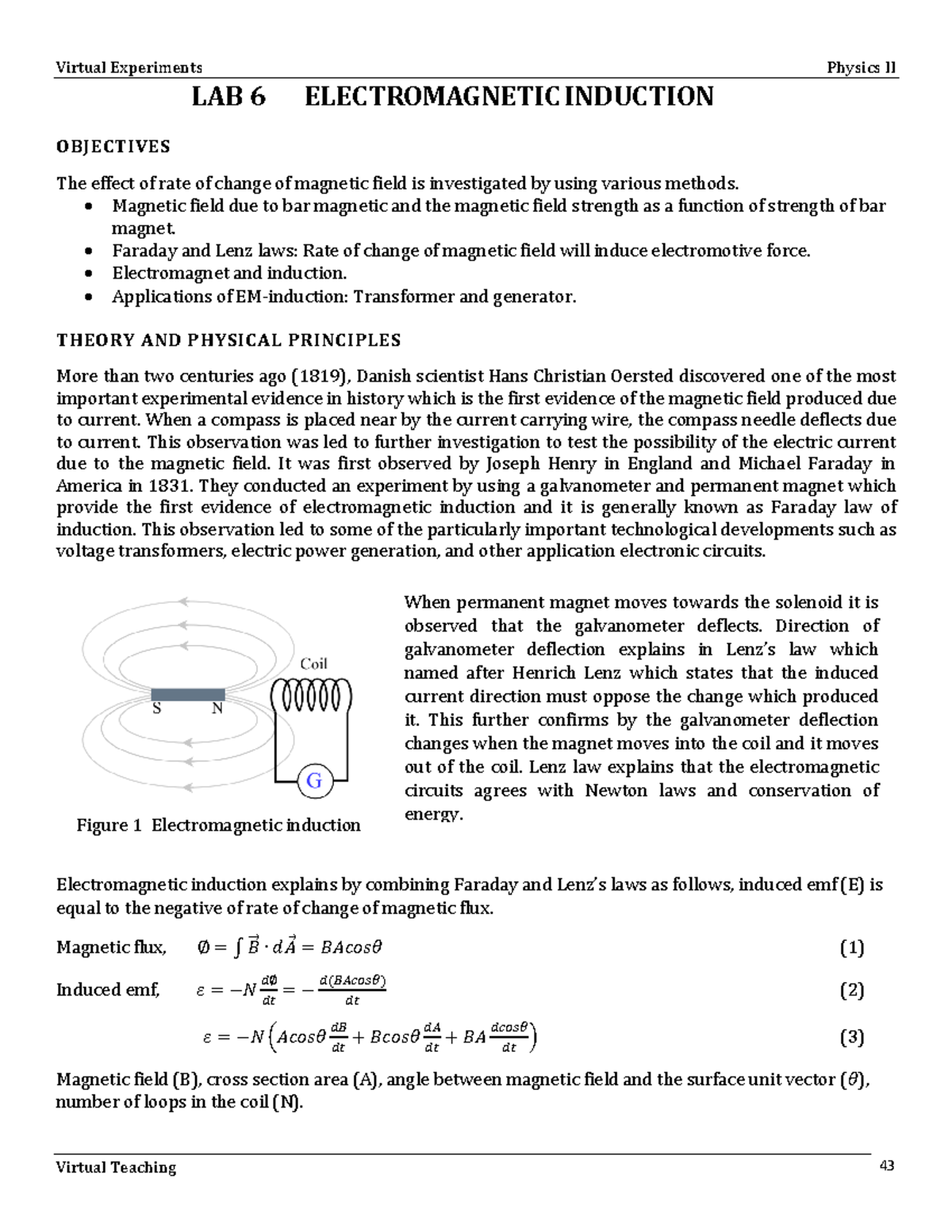 Lab 6 Electromagnetic Induction - LAB 6 ELECTROMAGNETIC INDUCTION OBJECTIVES The effect of rate ...
