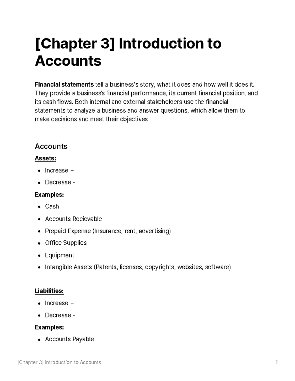 Chapter 3 Introduction to Accounts - Chapter 3 Introduction to Accounts ...